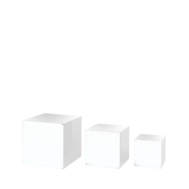 Set Of 3 White Cube Risers Hire | Options Greathire London