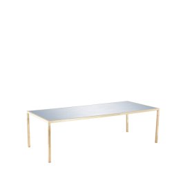 Unico 8"x4" Dining Table with Gold Frame and Silver Top Hire | Options ...