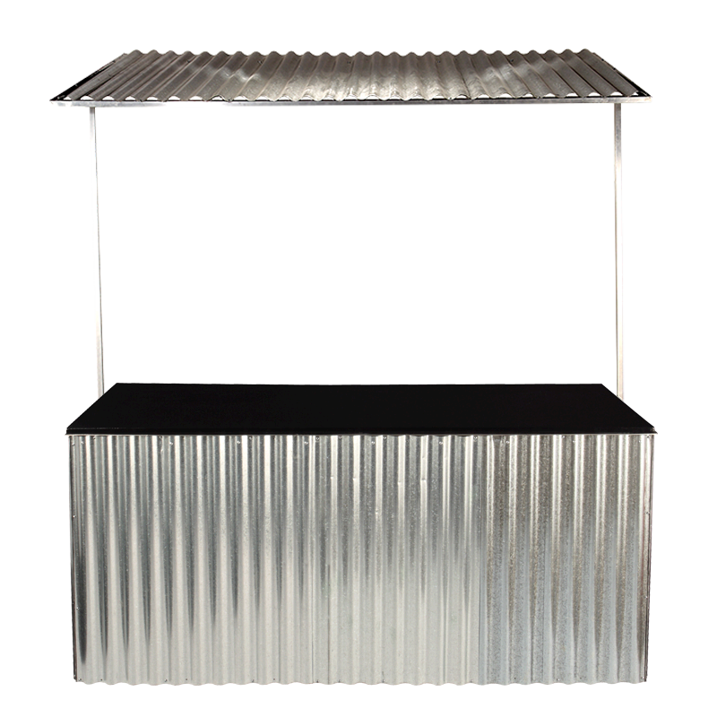 Hire Corrugated Metal Folding Food Station with Metal Canopy - Options
