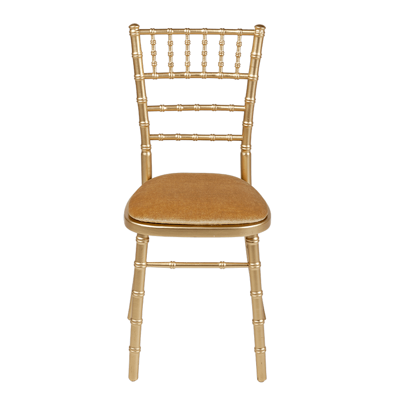 Hire Bamboo Chair in Gold with Gold Velvet Seat Pad - Options