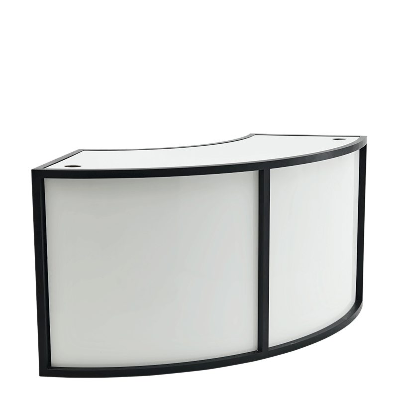 Hire Unico Curved DJ Booth with Black Frame and White Panels - Options