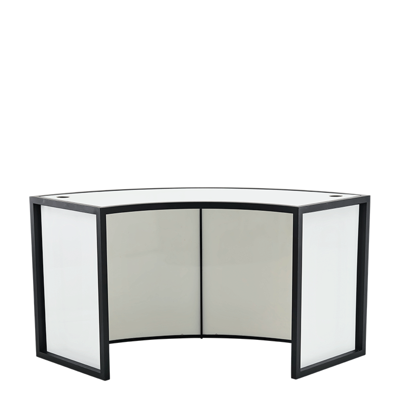Hire Unico Curved DJ Booth with Black Frame and White Panels - Options