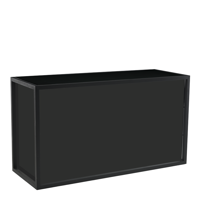 Unico Rectangular Bar with Black Frame and Black Panels Hire | Options ...