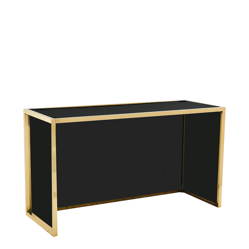 Unico DJ Booth with Gold Frame and Black Panels Hire | Options ...