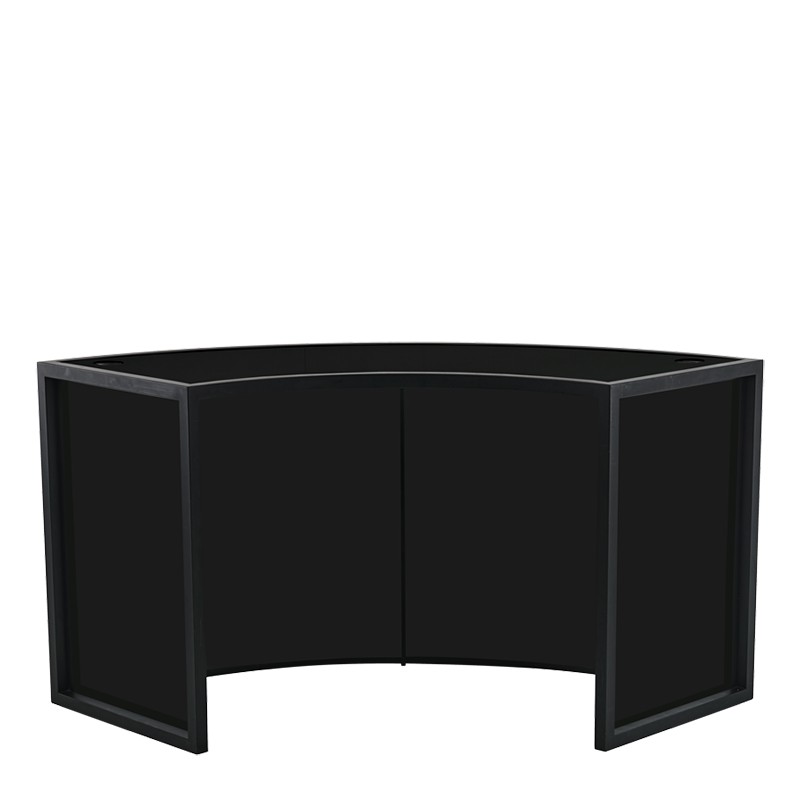 Unico Curved DJ Booth with Black Frame and Black Panels Hire | Options ...