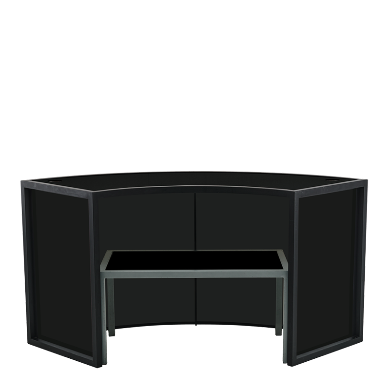 Unico Curved DJ Booth with Black Frame and Black Panels Hire | Options ...