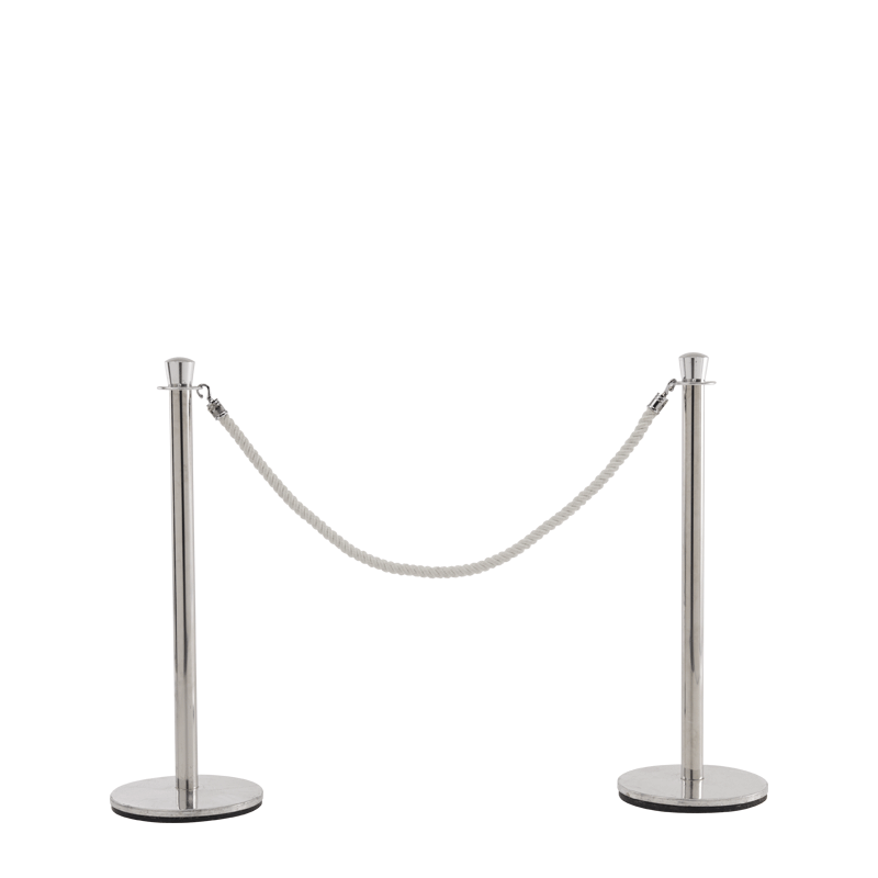 Stanchion in Stainless Steel Brass with White Rope Hire | Options ...