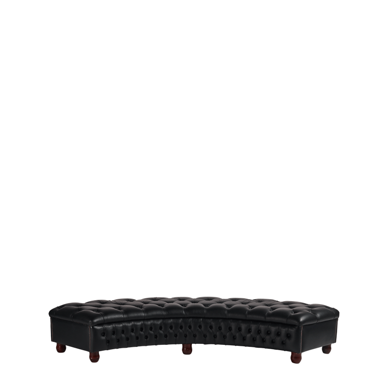 Chesterfield Curved Bench in Black Hire | Options Greathire London