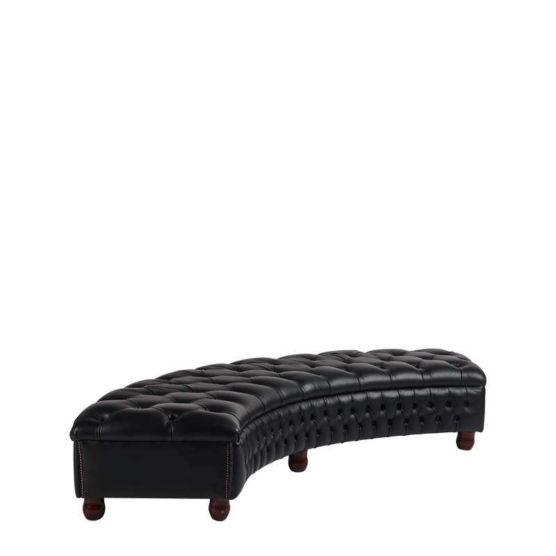 Chesterfield Curved Bench in Black Hire | Options Greathire London