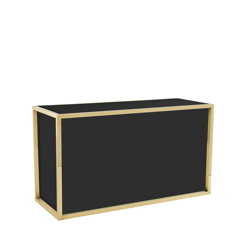Unico Rectangular Bar with Gold Frame and Black Panels Hire | Options ...