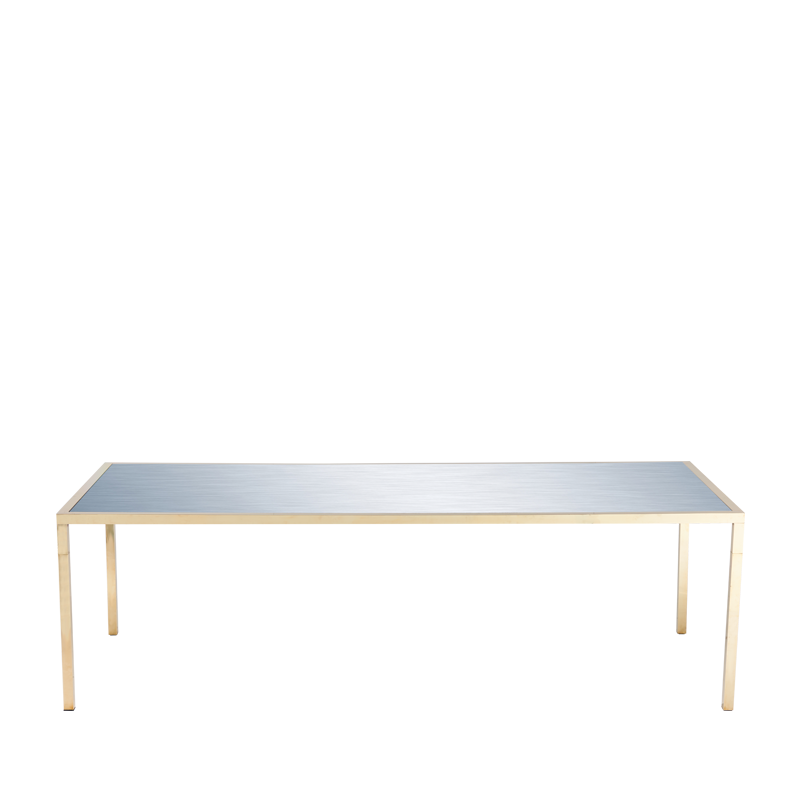 Unico 8"x4" Dining Table with Gold Frame and Silver Top Hire | Options ...